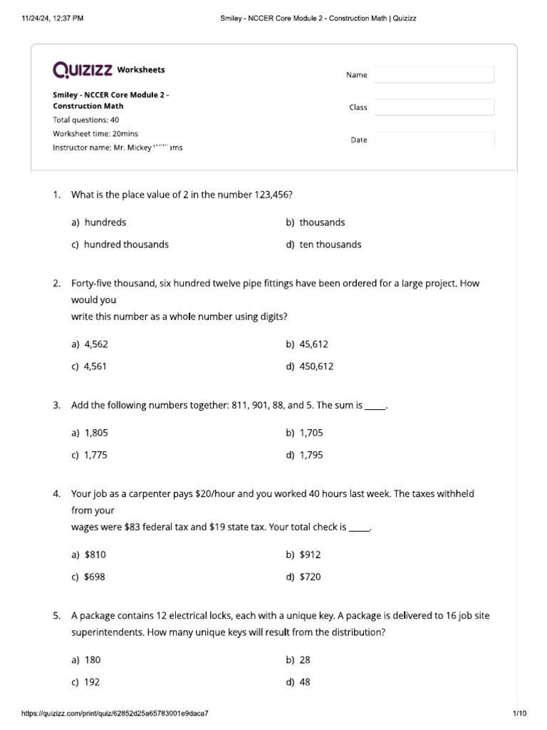 Core Module 2 Construction Math | PDF