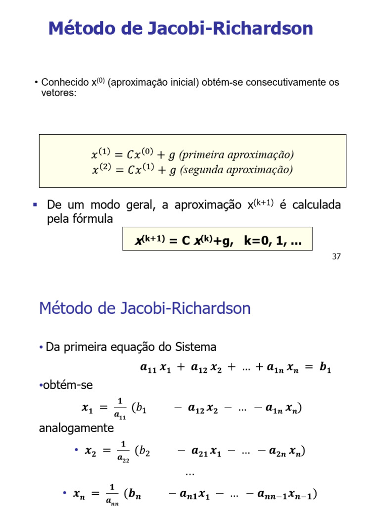 Método de Jacobi-Richardson Explicado | PDF | Matemática aplicada ...