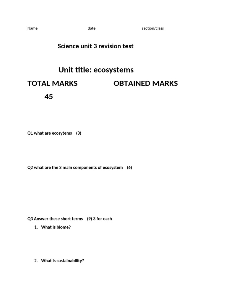Science Ecosystem Exam | PDF