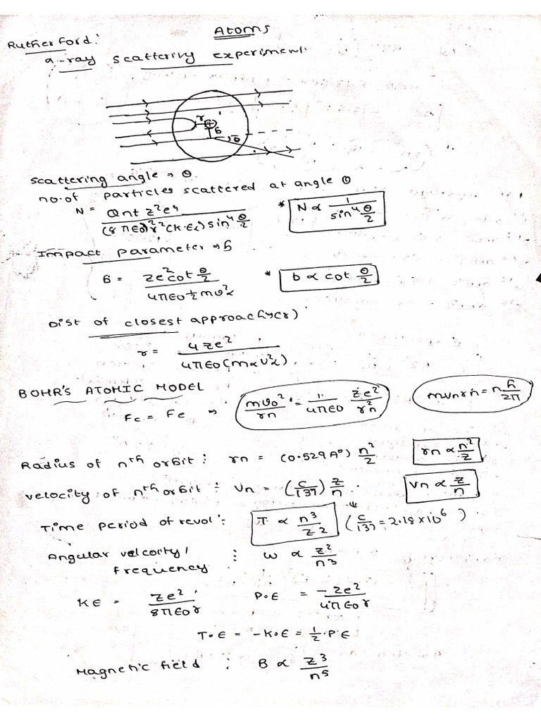 Atoms formula sheet | PDF