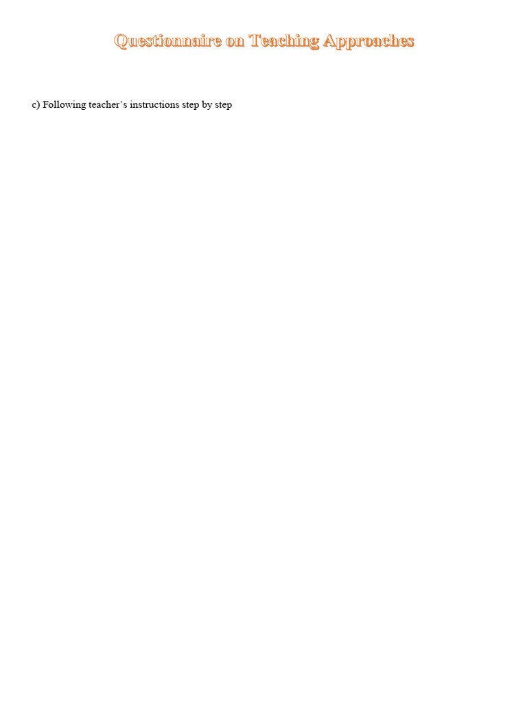 Questionnaire On Teaching Approaches | PDF | Learning | Constructivism ...