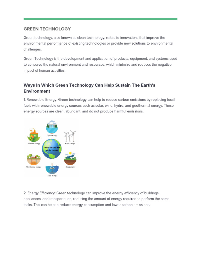 Advancing Green Technology for Sustainability | PDF | Environmental ...