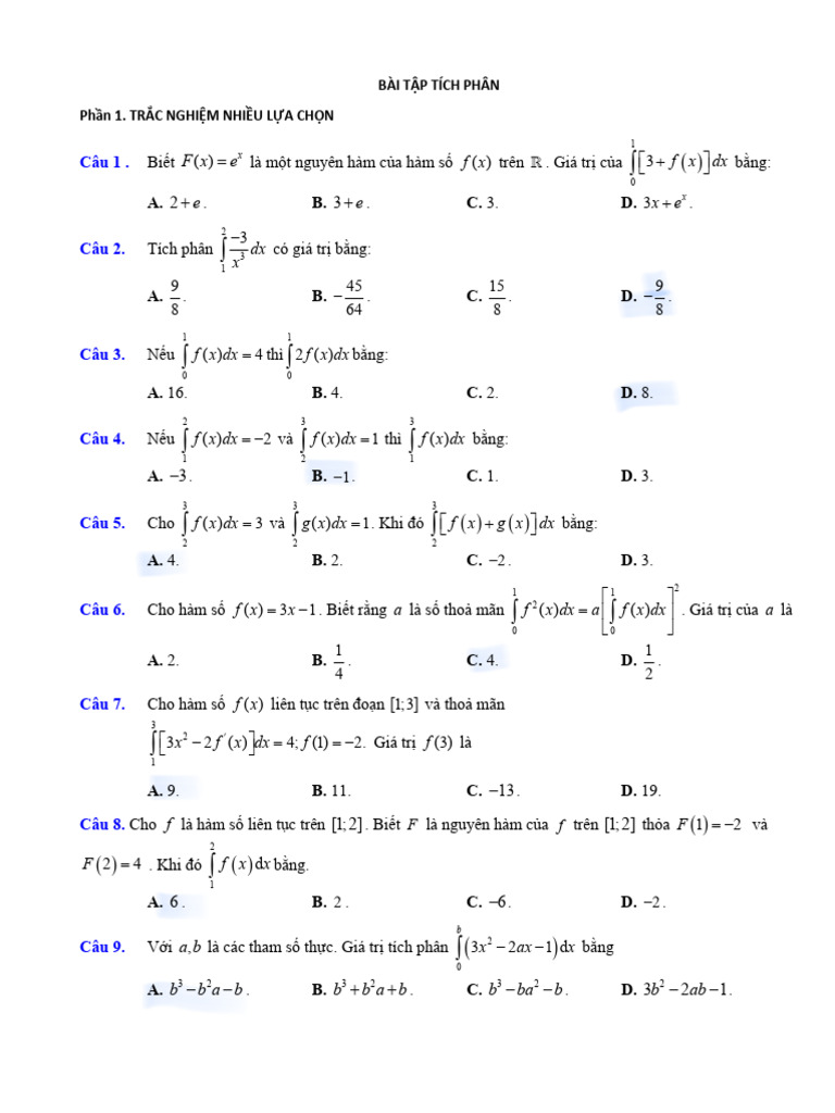 BT Tích Phân | PDF