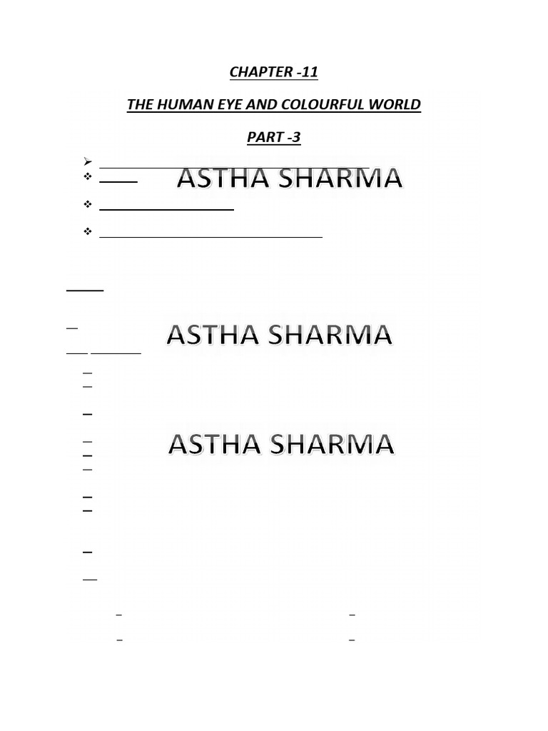 Human Eye (Notes) - Part 3 | PDF