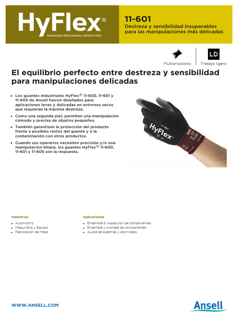 Hyflex 11 601 Pds Lac | PDF | Guante | Materiales
