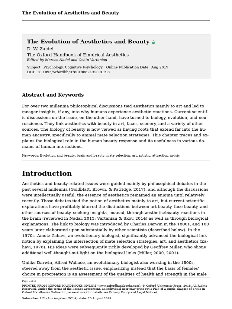 The Evolution of Aesthetics and Beauty | PDF | Peafowl | Aesthetics