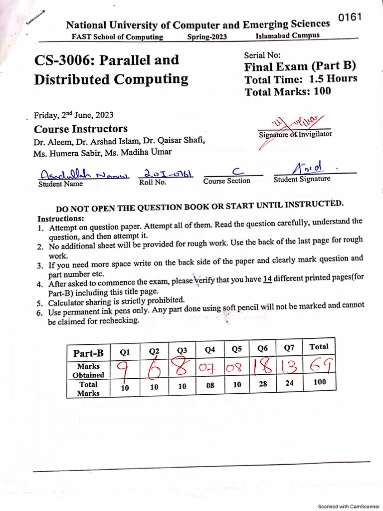 PDC Final Exam (Part-B) (Spring-2023) | PDF