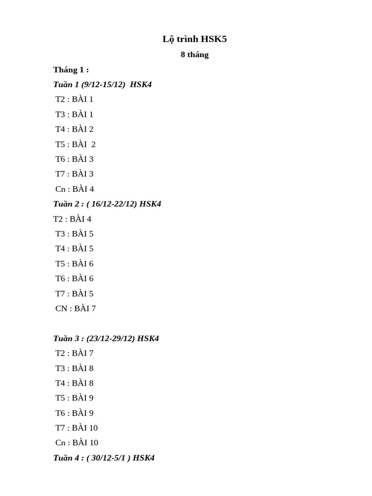 Lộ trình HSK5 | PDF