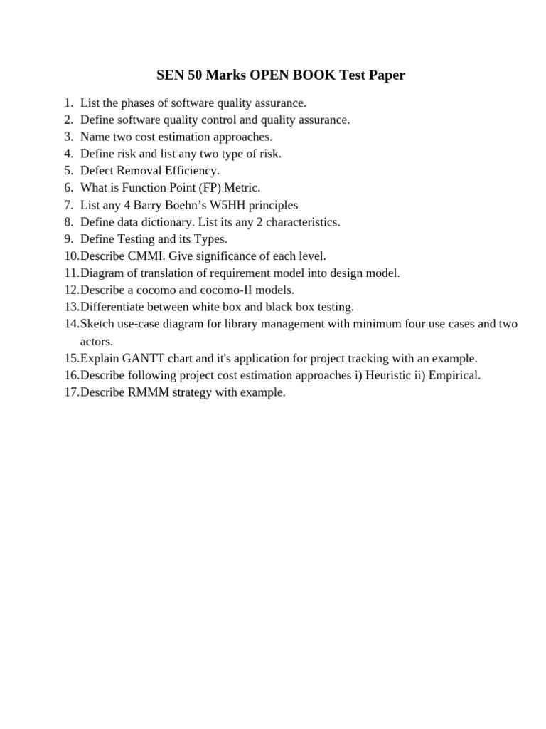 SEN Open Book Test Paper | PDF