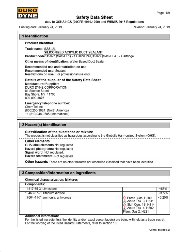 SAS-UL_SDS | PDF | Dangerous Goods | Materials