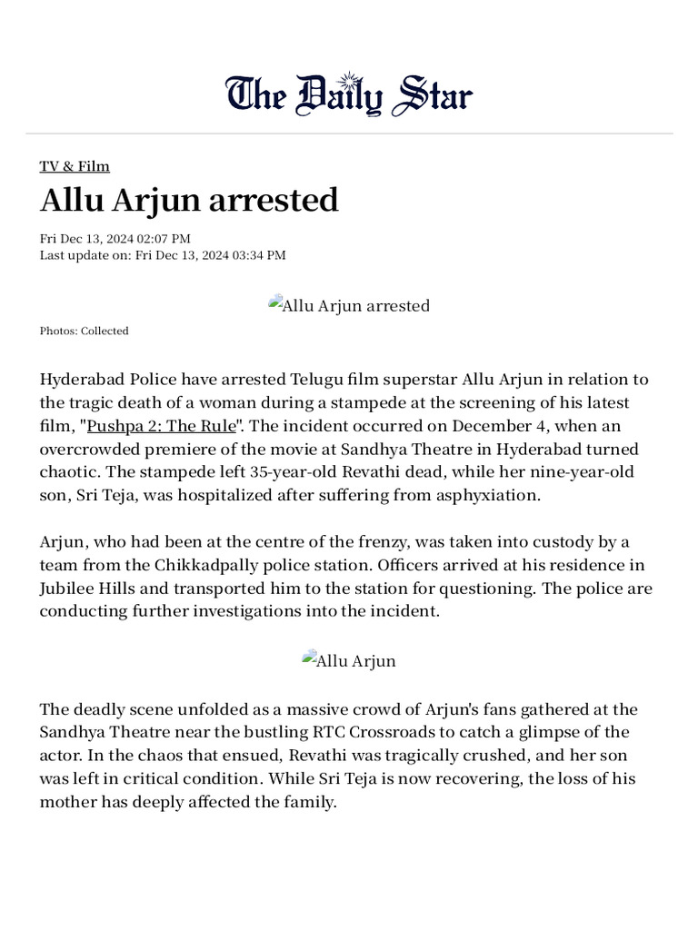 Allu Arjun Arrested | PDF