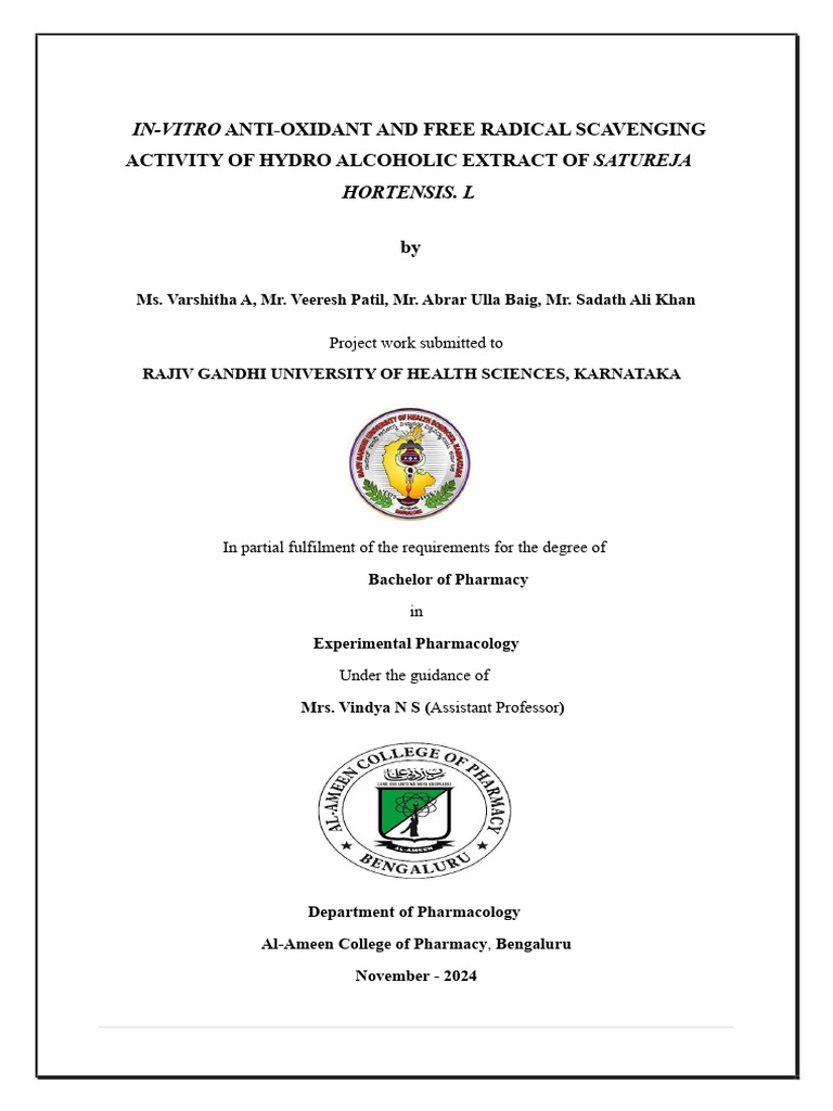 Final Thesis Invitro Antioxidant Evaluation | PDF | Antioxidant ...