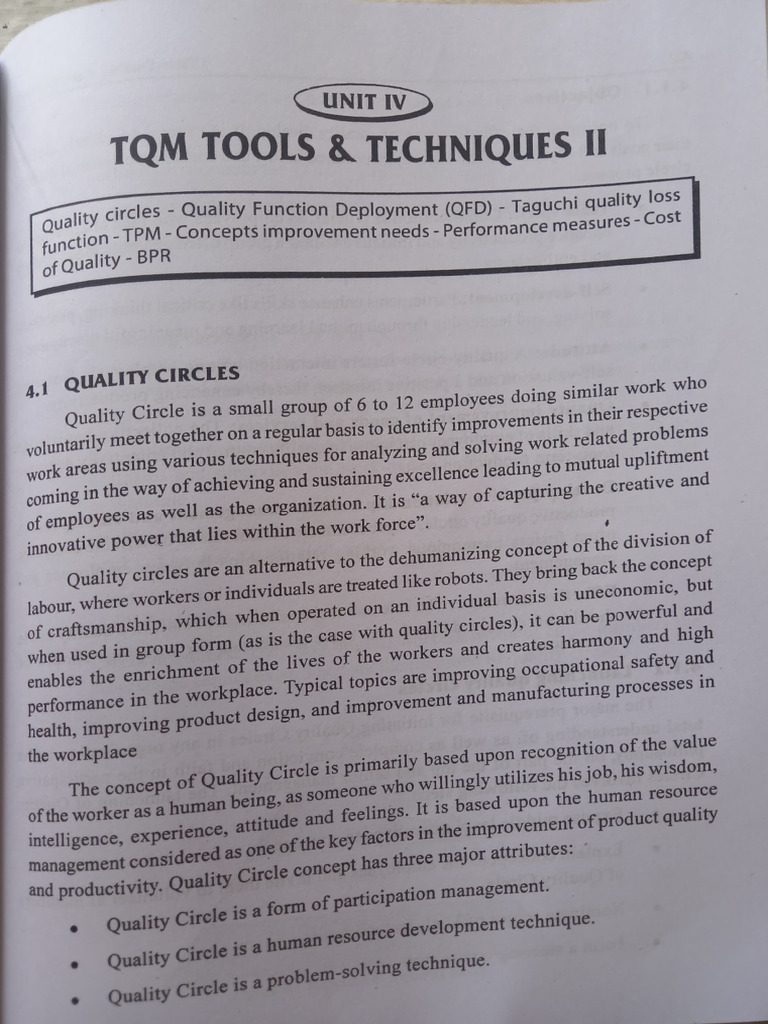 TQM Unit 4 | PDF | Quality Management | Production And Manufacturing
