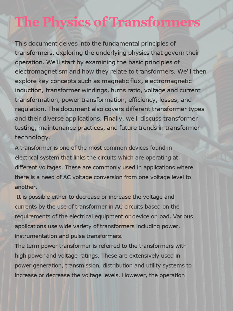 Understanding Transformer Physics Pdf Transformer Electromagnetic