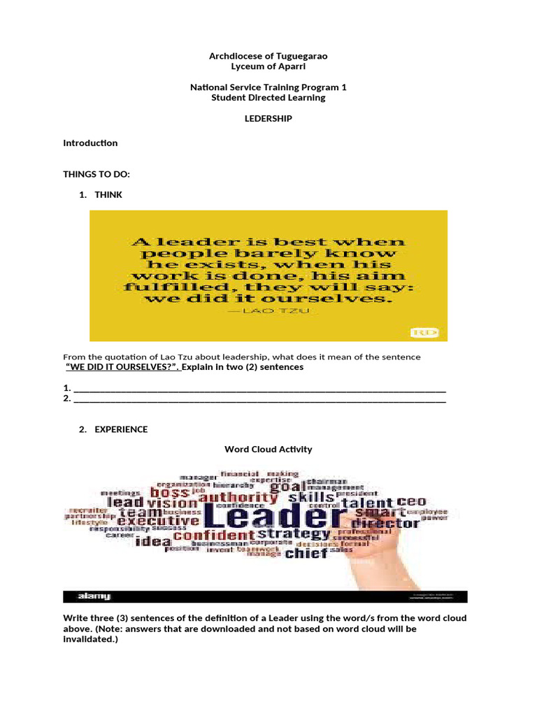 2024 2025 SDL NSTP Leader | PDF