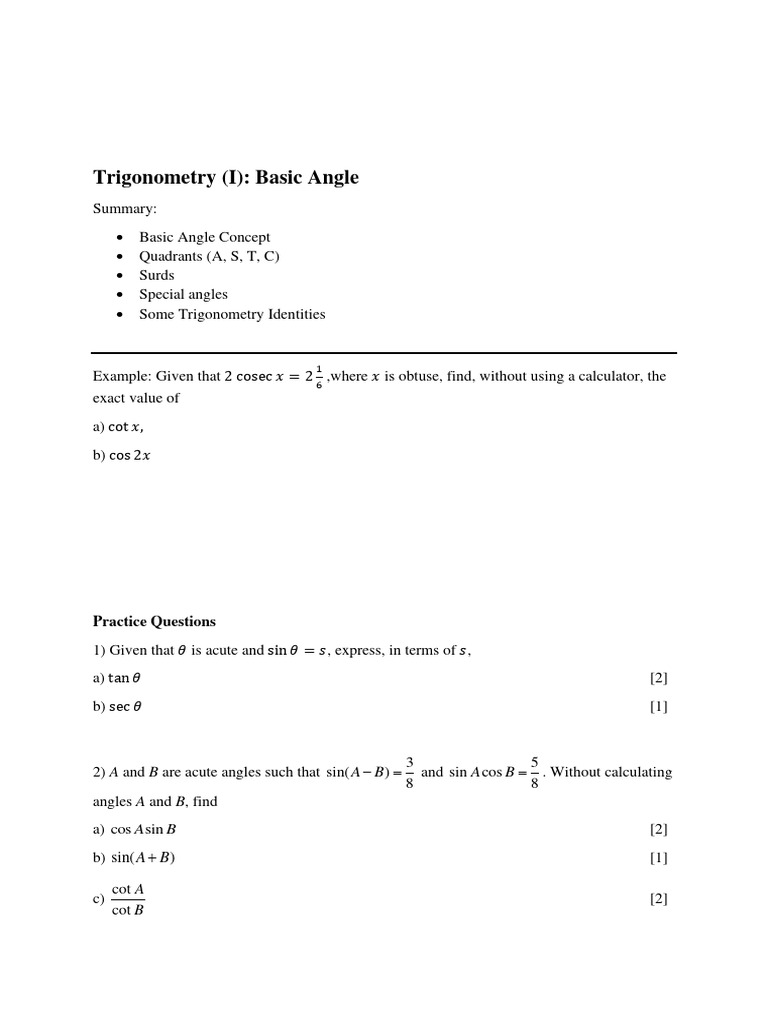 Trigonometry Pdf Trigonometry Trigonometric Functions