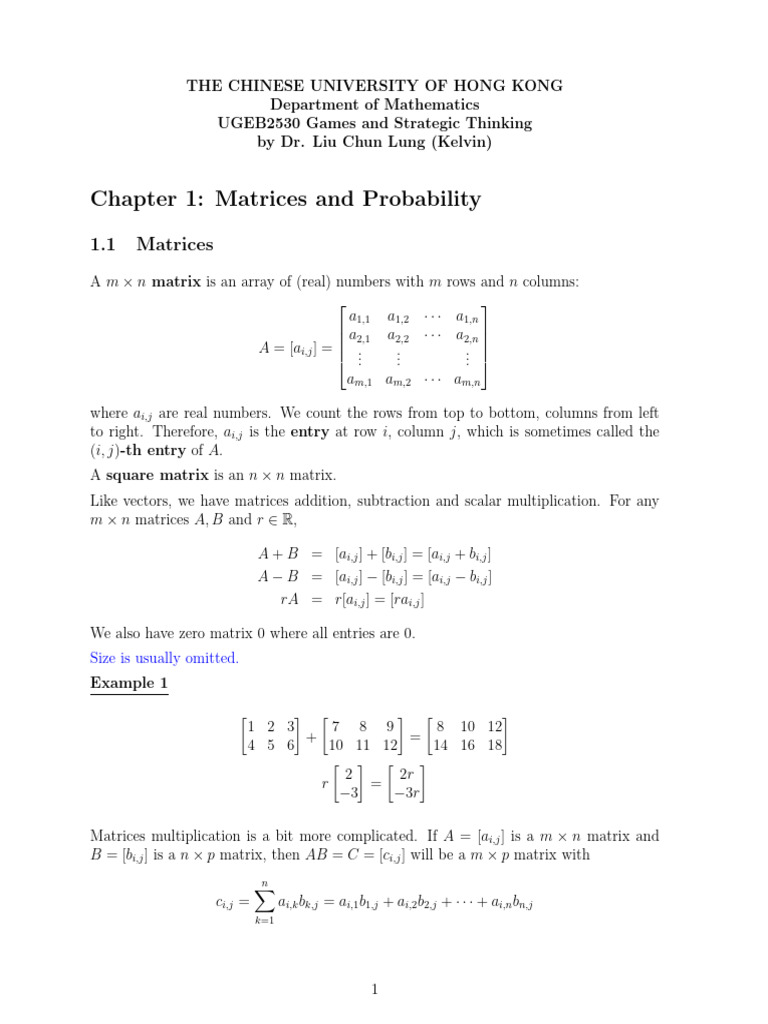 game theory | PDF | Matrix (Mathematics) | Algebra