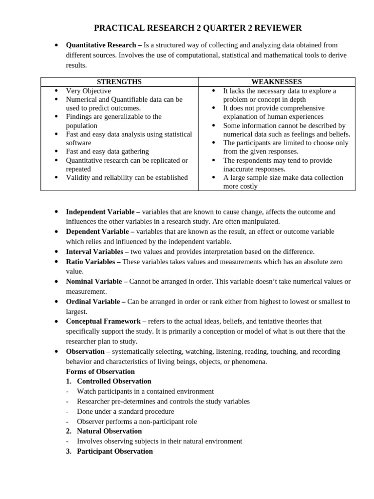 Practical Research 2 Quarter 2 Reviewer | PDF | Statistics | Level Of ...