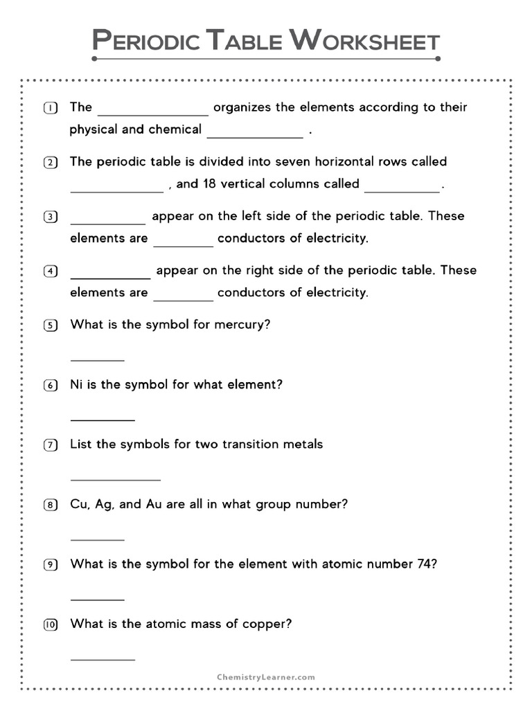 Using The Periodic Table Worksheet | PDF