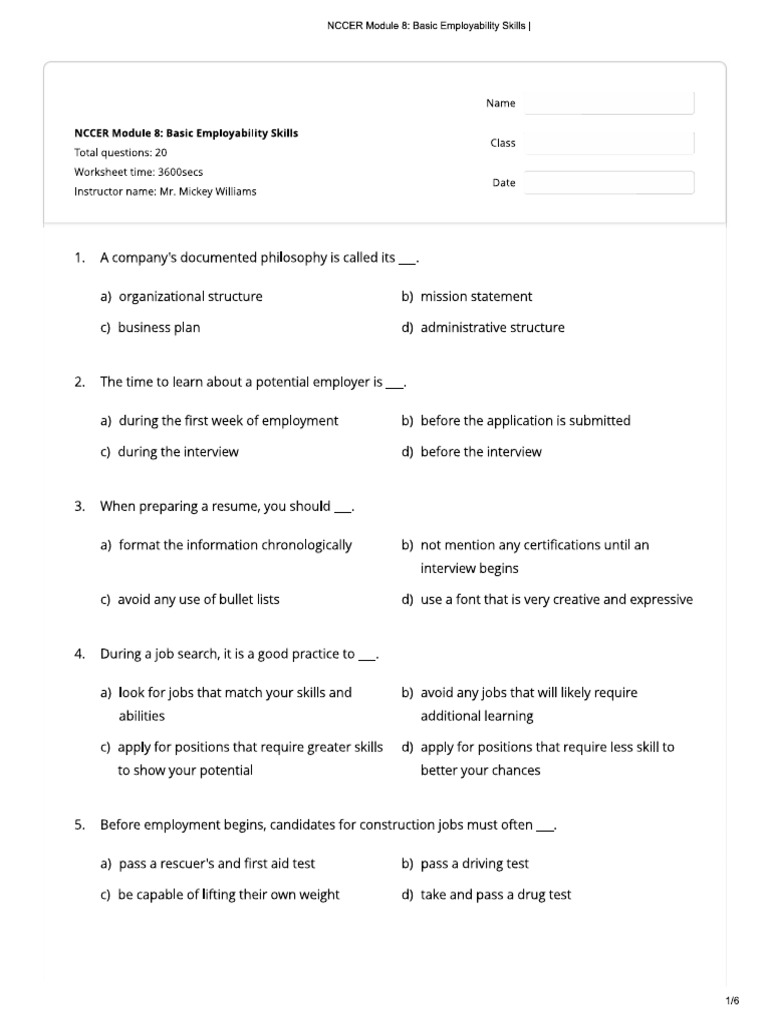 Core Module 8 Basic Employability Skills | PDF