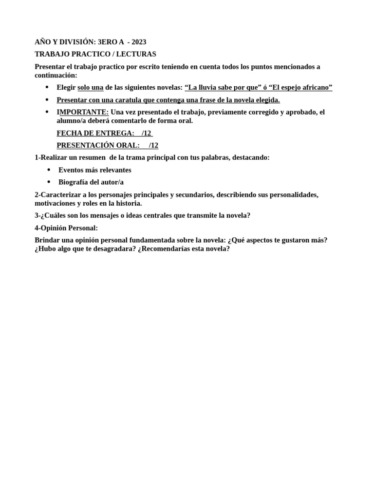 TP 3ero A Lecturas | PDF