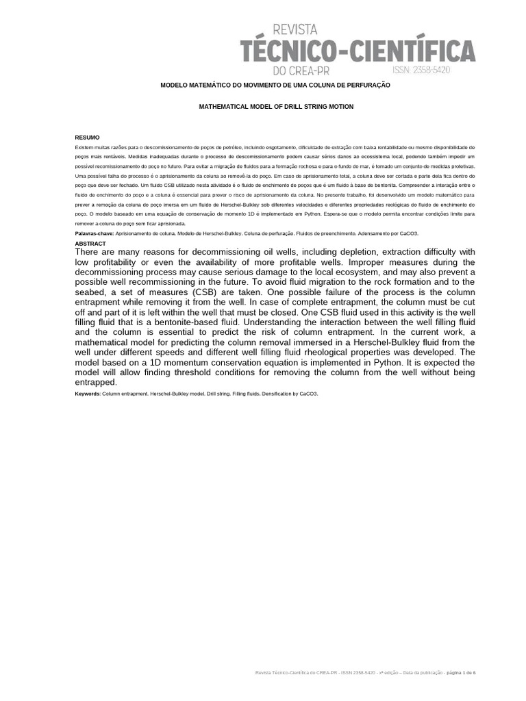 Versao CREA - Mathematical Model of Drill String Motion | PDF ...