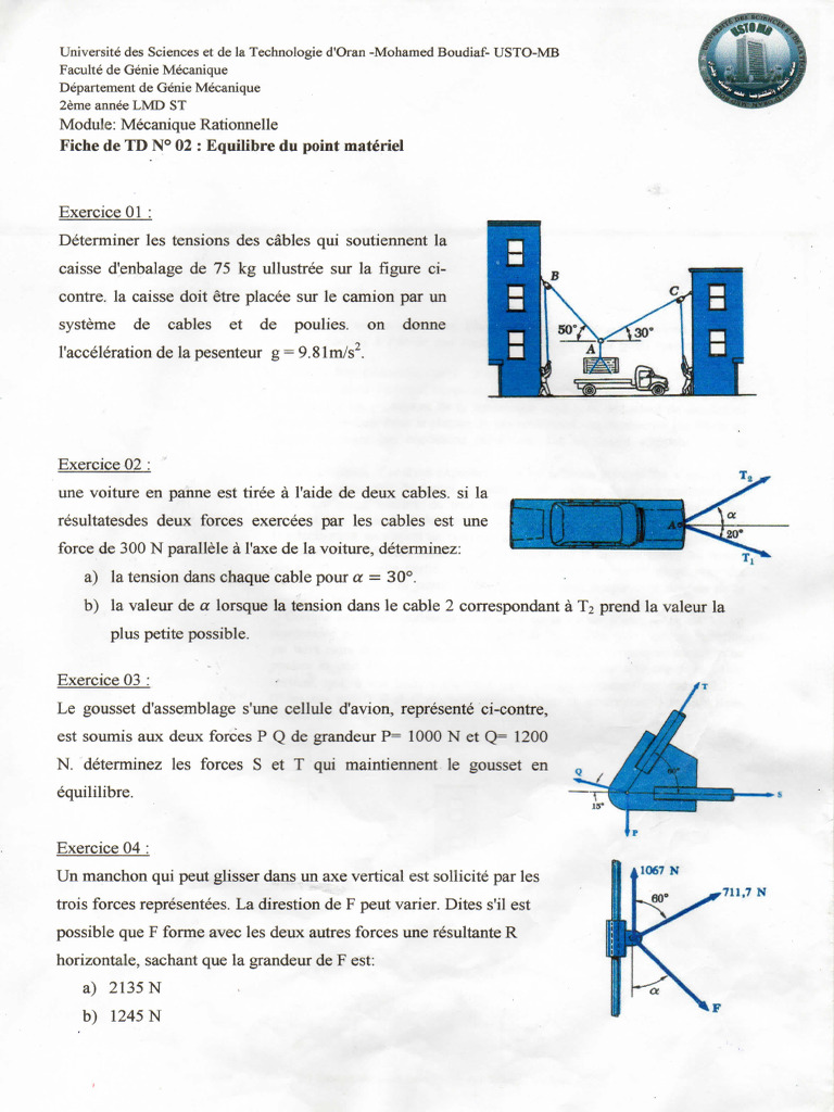 Équilibre du point matériel en mécanique | PDF | Biens manufacturés | Corde