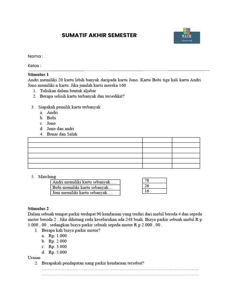 SAS MTK KELAS VIII | PDF