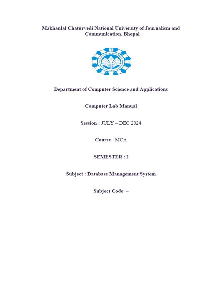 MCA LAB MANNUL | PDF | Relational Model | Databases