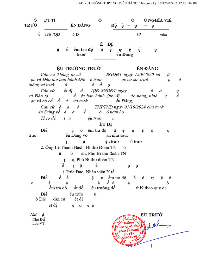 Saoy-Signed-Signed-Qd Kiem Tra Dot Xuat Noi Quy Hoc Sinh | PDF