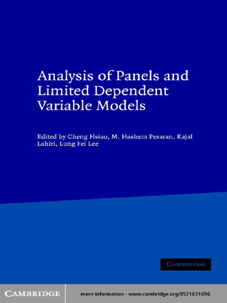 Hashem Pesaran, Lung-Fei Lee - Analysis of Panels and Limited Dependent Variable Models (1999 ...
