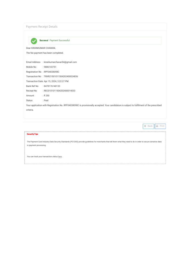 RRB Fee Receipt | PDF