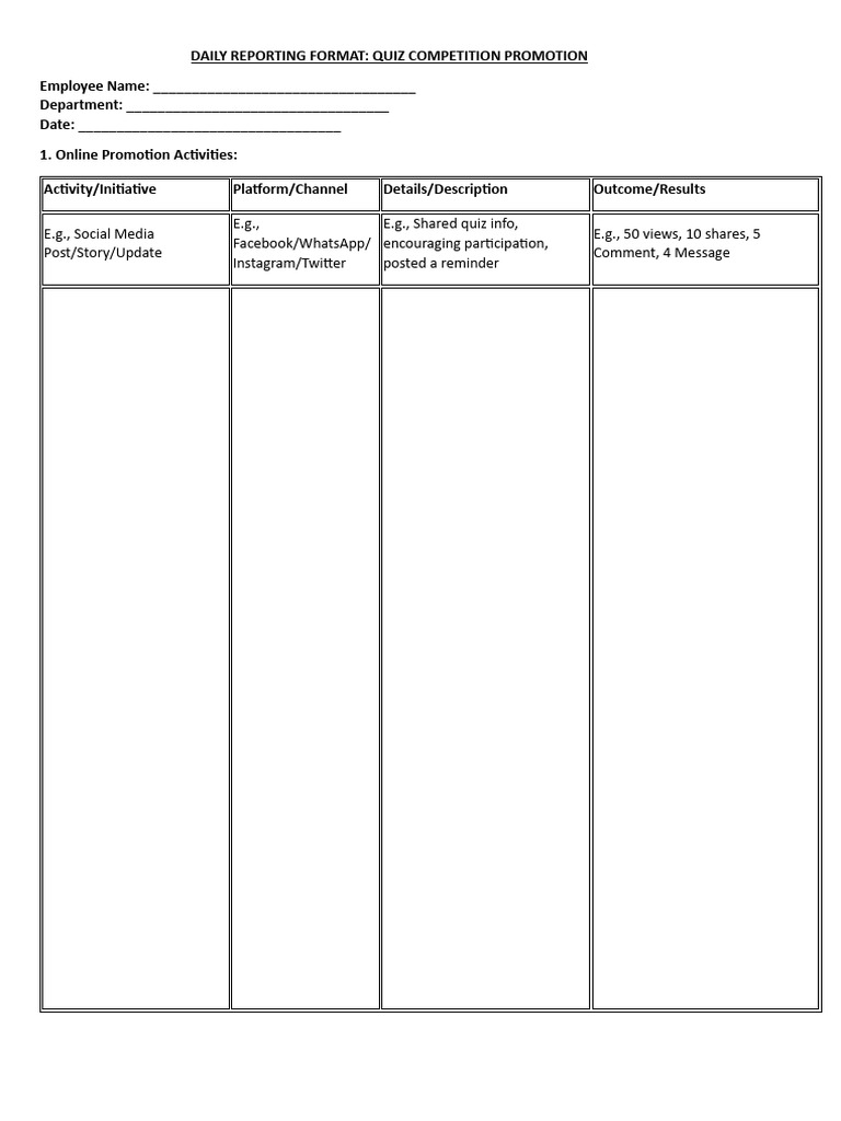 Quiz Competition Promotion Report | PDF