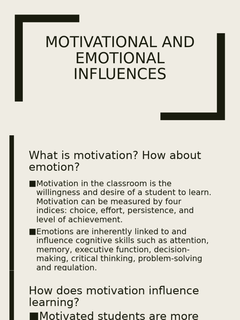 Motivational and Emotional Influence | PDF
