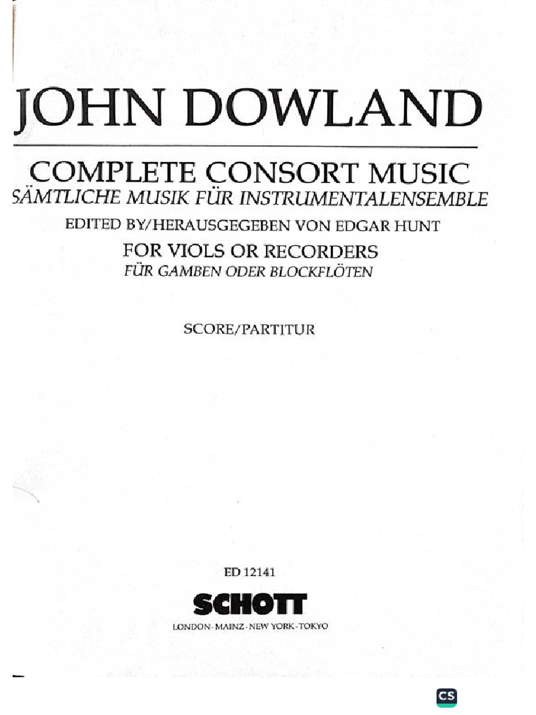 Dowland Complete Consort Music | PDF
