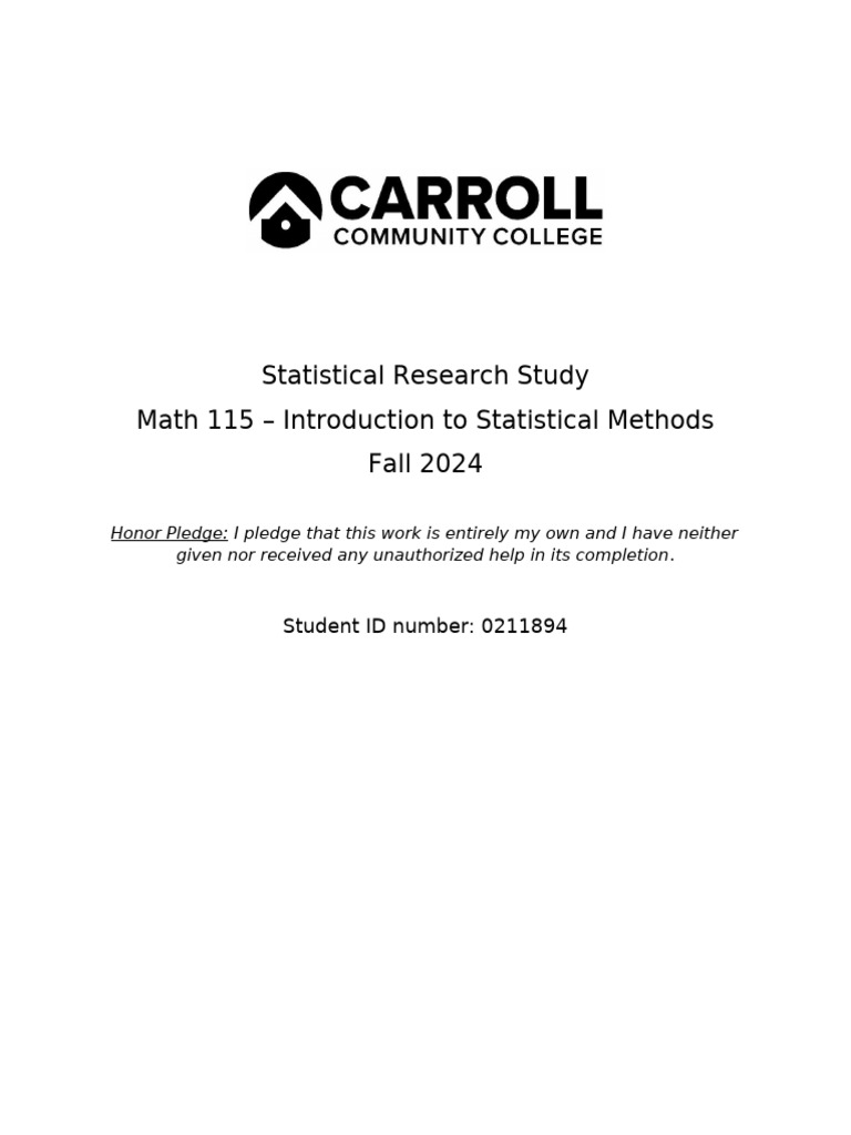 Atwell Lilly - Statistical Research Study | PDF | Skewness | Median