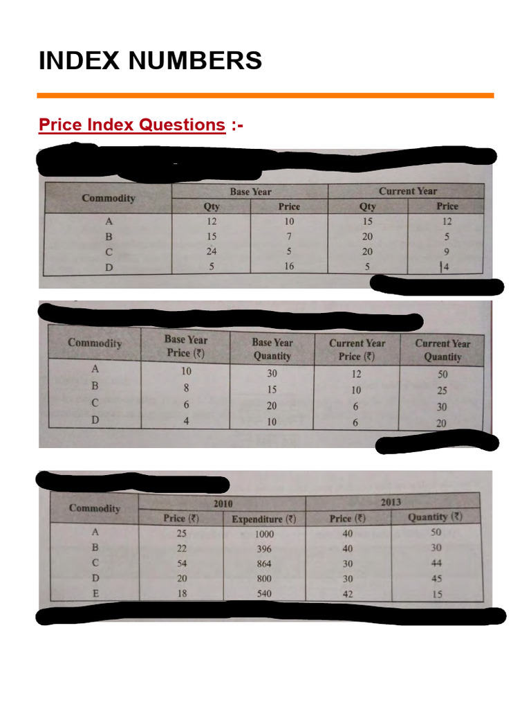 Index Numbers Questions | PDF