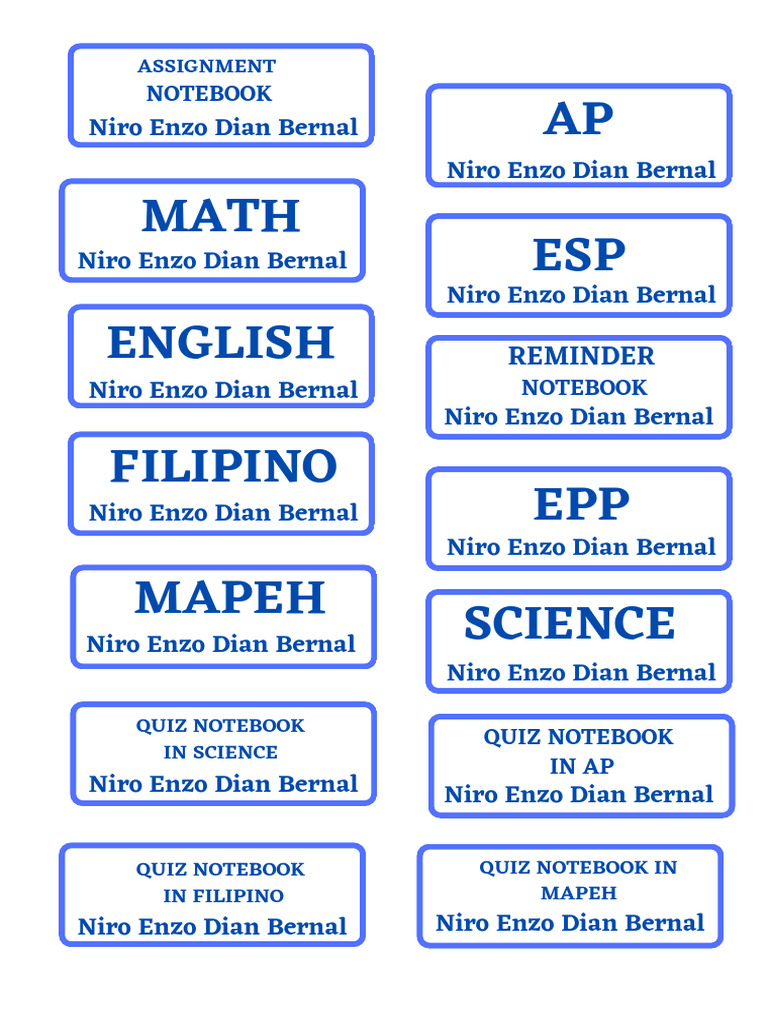 Student's Subject and Notebook List | PDF