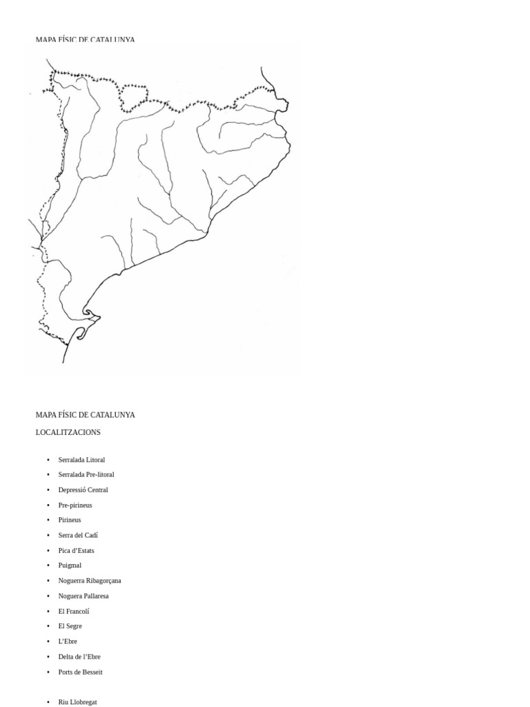 Mapa Físic de Catalunya Localitzacions | PDF