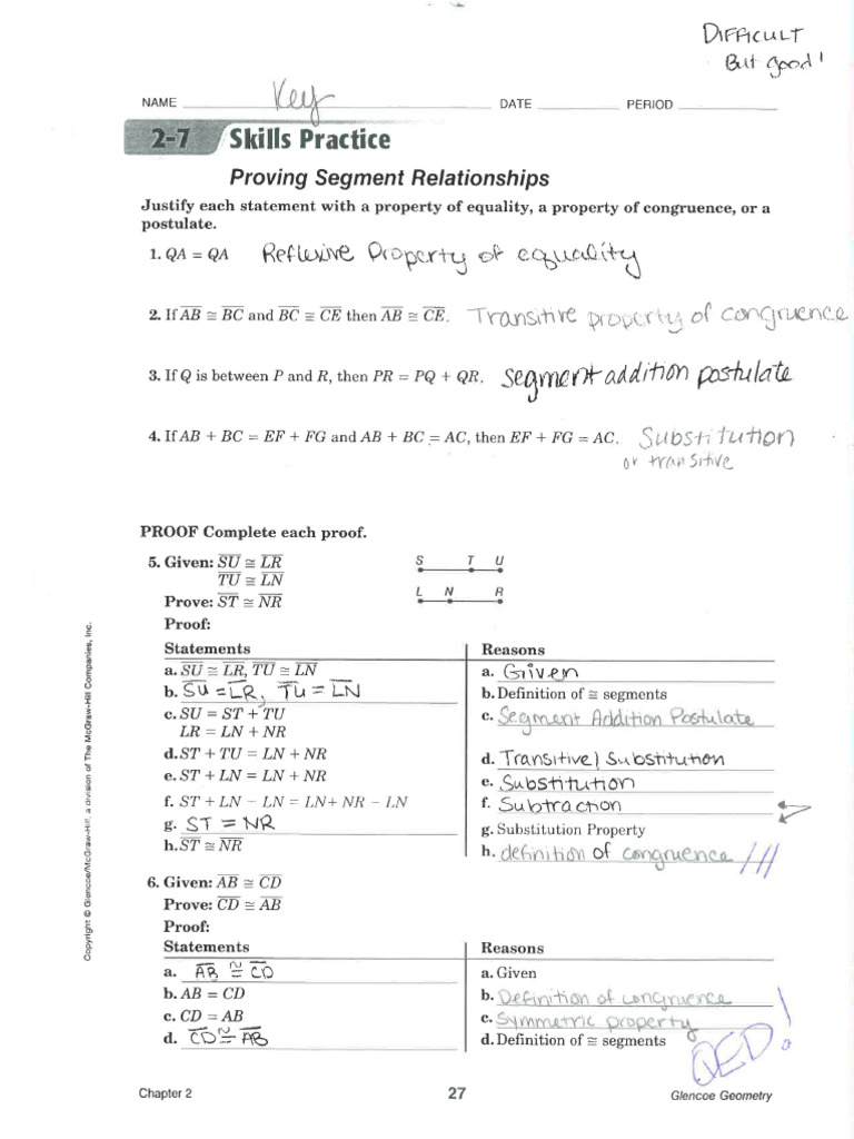 2.7 - Skills Practice Practice Key | PDF