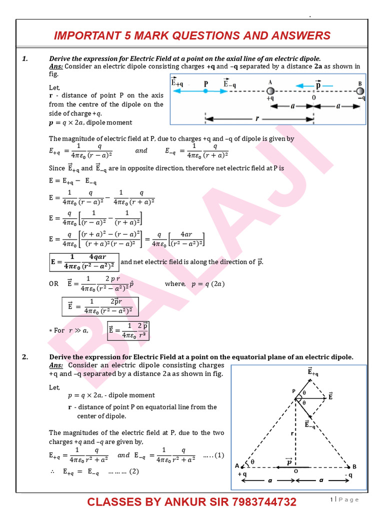 Important Questions-5 Marks | PDF | Photoelectric Effect | Electron