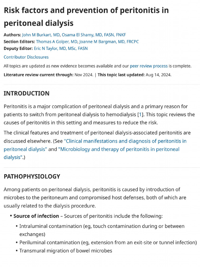 risk factors for peritonitis | PDF
