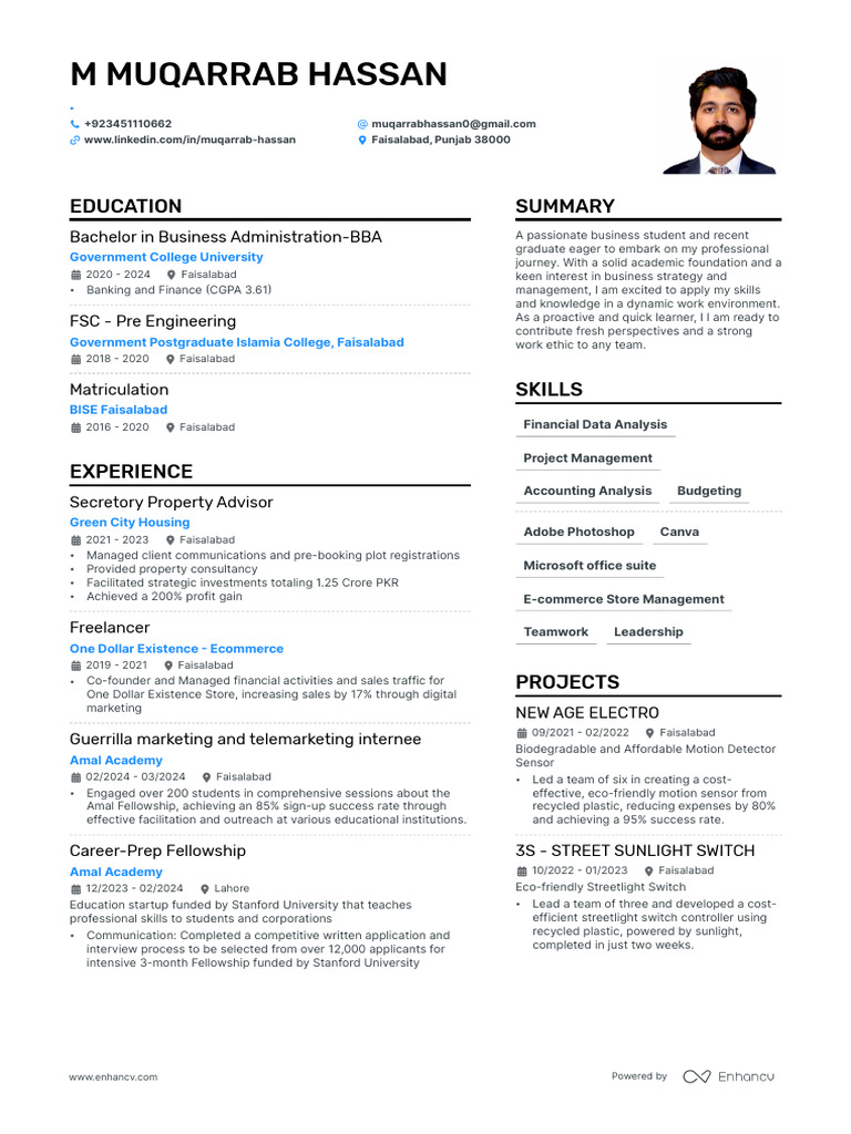 Mmu Qar Rab Hassan Cv | PDF | Economies | Business