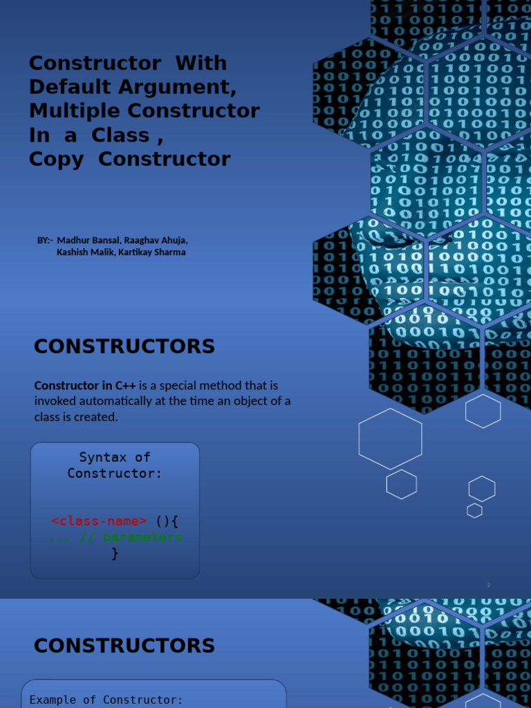 Constructor PPT (Madhur, Kashish, Kartikay, Raaghav) | PDF | Constructor (Object Oriented ...