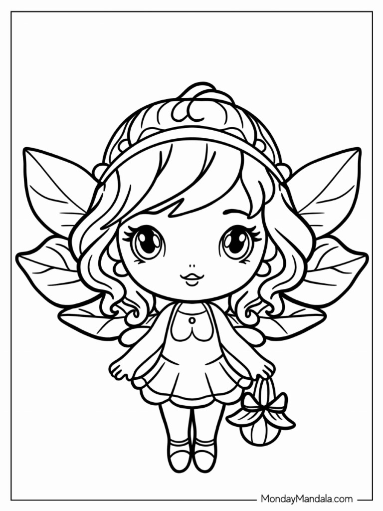 Chibi-Fairy-Girl-Holding-Basket-Coloring-Page | PDF
