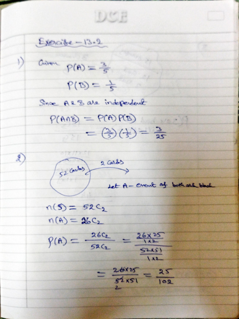 CH 13 - Ex13.2 Probability | PDF