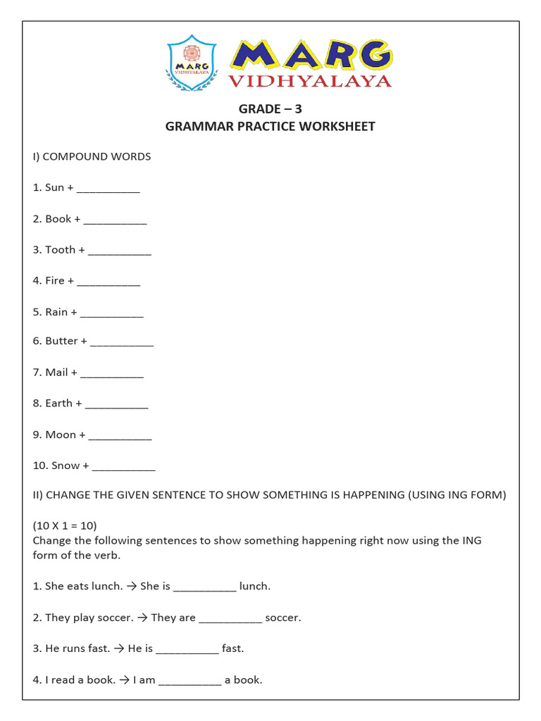Grade 3 Grammar Notes | PDF | Syntax | Linguistic Morphology
