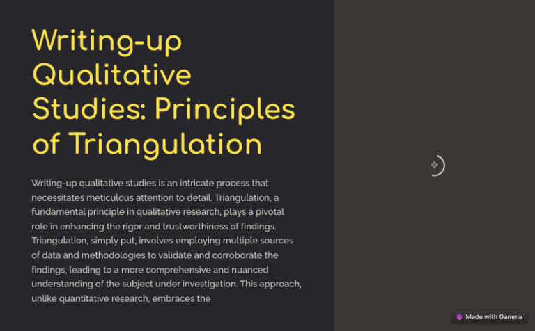 Writing Up Qualitative Studies Principles of Triangulation | PDF