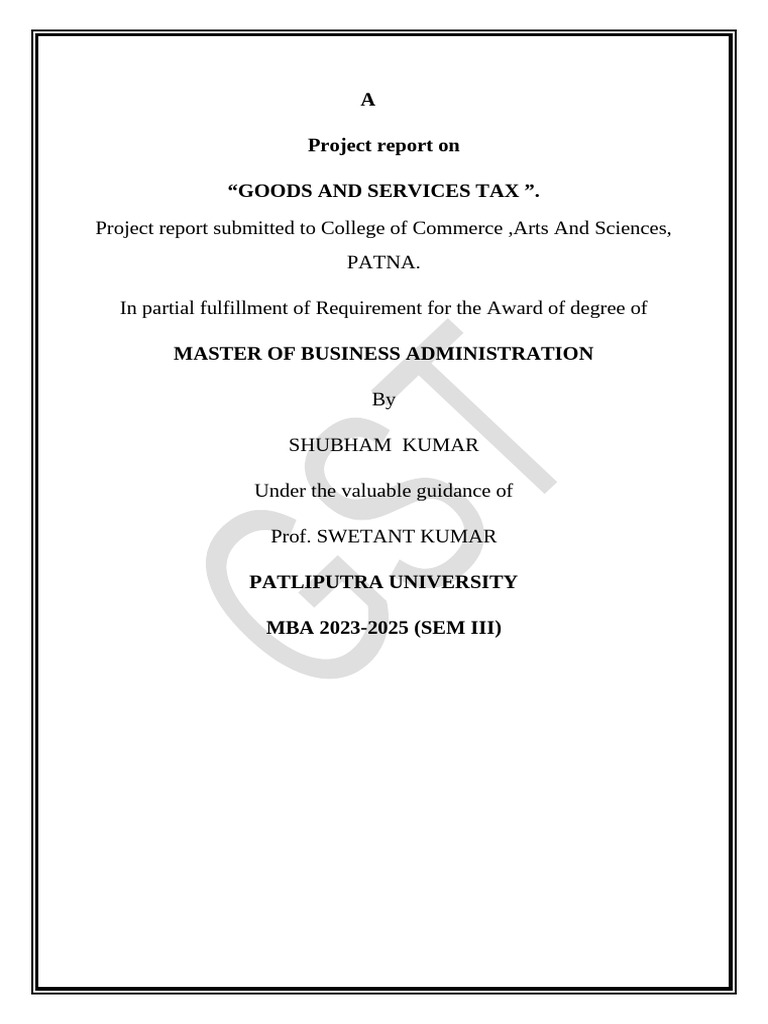 Project report Gst | PDF | Value Added Tax | Taxes