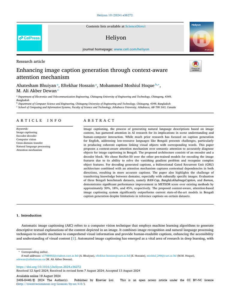 Enhancing Image Caption Generation Through Context-Aware | PDF ...